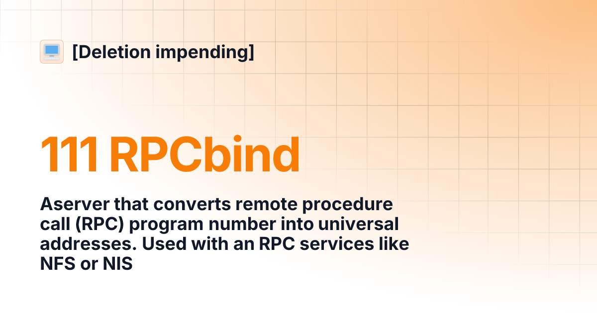 111 RPCbind | [Deletion impending]